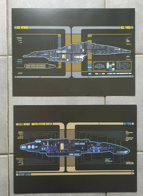 STAR TREK LCARS 2 × A3 Posters uss voyager and defiant £15.00 - PicClick UK