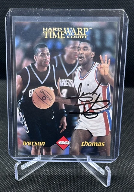 1996 COLLECTOR'S EDGE Time Warp Allen Iverson + Isiah Thomas AUTO ...