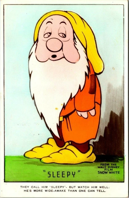 1930 &SLEEPY& FROM Walt Disney Films "Snow White" Postcard by ...