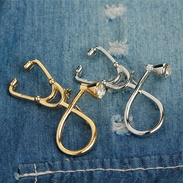 LAPEL PIN BUTTON Collar Badges Nurses Pins Stethoscope Brooches Doctors ...