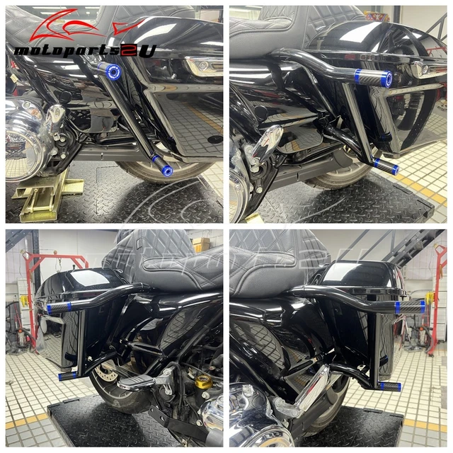 SADDLEBAG TIP-OVER BAR Set Saddle Bag Guards Crash Bars For Harley ...