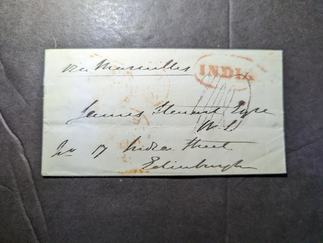 1854 BRITISH INDIA Early Mail Cover to Edinburgh Scotland United ...