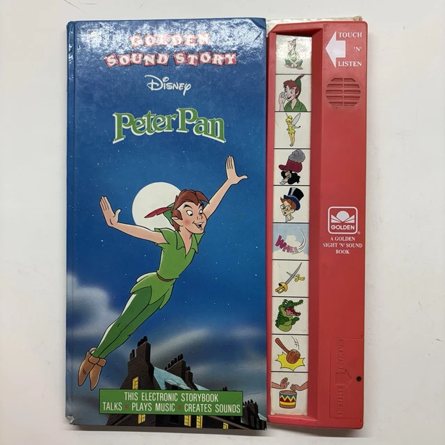 VINTAGE GOLDEN SOUND Disney Peter Pan Electronic Story Book Tinker-Bell ...