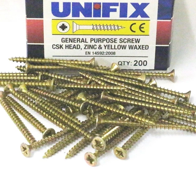 FULL BOX WOOD Screws Plusdriv Unifix ZINC & YELLOW Pozi Trade Box ...