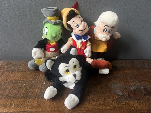 DISNEY STORE PINOCCHIO Geppetto Figaro Jiminy Cricket Bean Bag Plush Set 4 NWT £12.21 - PicClick UK