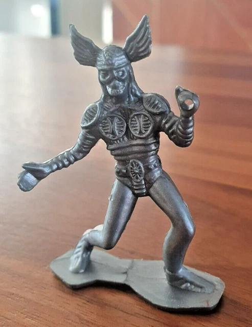 VINTAGE SILVER PLASTIC Space Alien Monster Figure Hong Kong 2" GL8506 ...