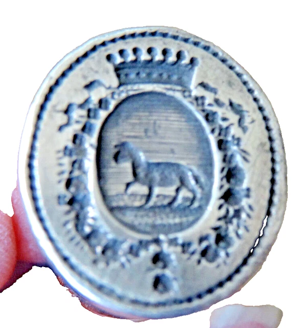 SCEAU CACHET A Cire Matrice En Argent A Decor D'armoiries Xix-Famille ...