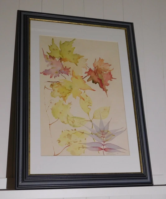 DELICATE VINTAGE WATERCOLOR Foliage Leafs, Signed Ed Thibodeau '71 ...