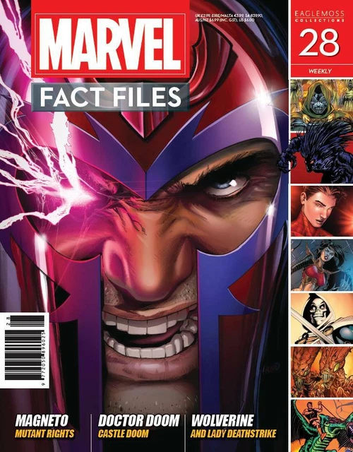 MARVEL FACT FILES #28, Eaglemoss, Magneto, Spiderman, Wolverine, brand ...