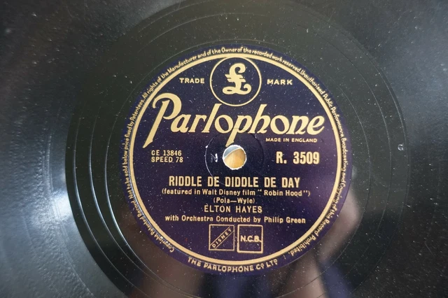 WALT DISNEY'S ROBIN Hood Elton Hayes 78 Whistle My Love /Riddle De ...