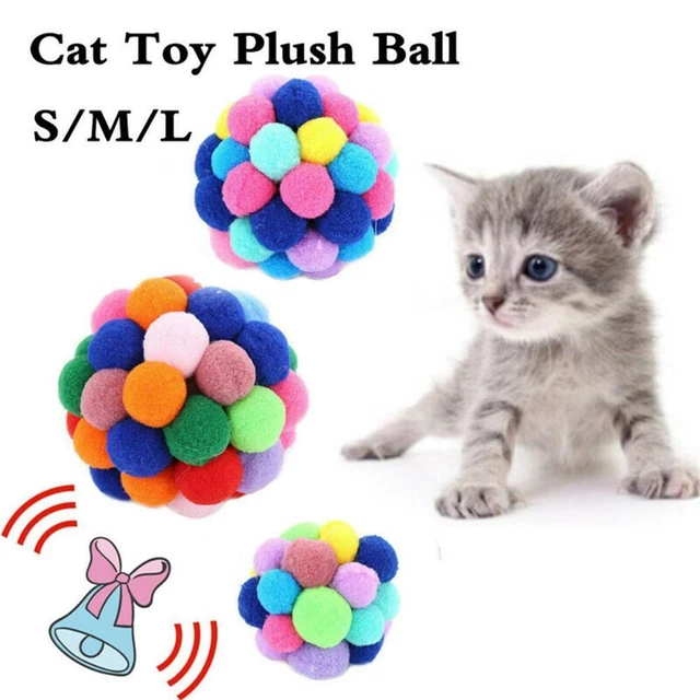 INTERACTIVE CAT PLUSH Bell Ball Kitten Cat Toy Chew Toys Pet Plush ...