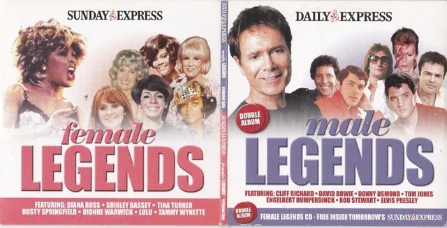 MALE LEGENDS FEMALE LEGENDS ( DAILY EXPRESS Newspaper Double CD Album ...
