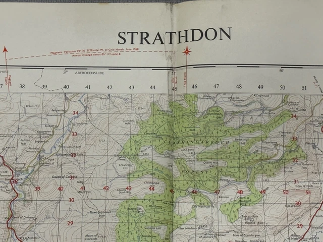 ORDNANCE SURVEY ONE Inch MOD Paper Map, Strathdon, sheet 39, 1966 EUR 9 ...