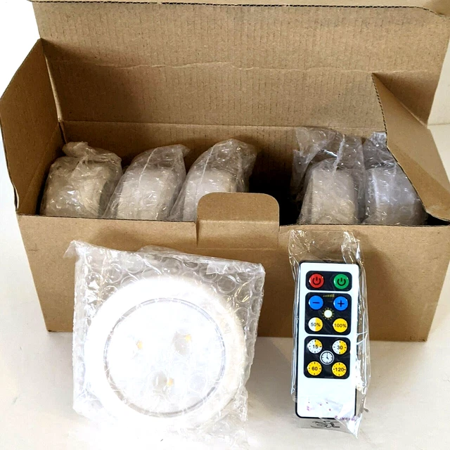 BRILLIANT EVOLUTION WIRELESS Remote Control LED Puck Light 6 Pack White ...