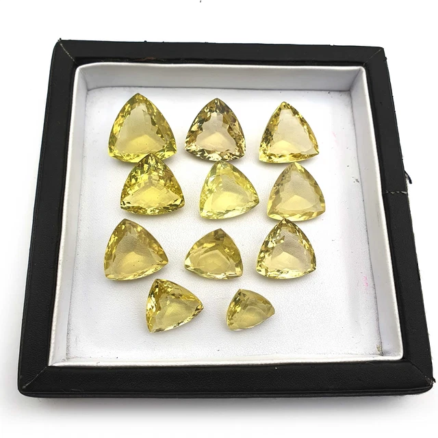 NATUREL CITRON QUARTZ Mix Taille Trillion Coupe Gemme Lot 11 Pièces 14 ...