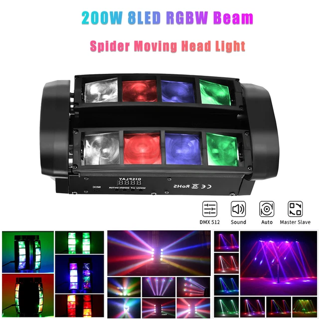 8LED RGBW MINI Spider Moving Head Stage Light Beam Wash DMX DJ Club ...