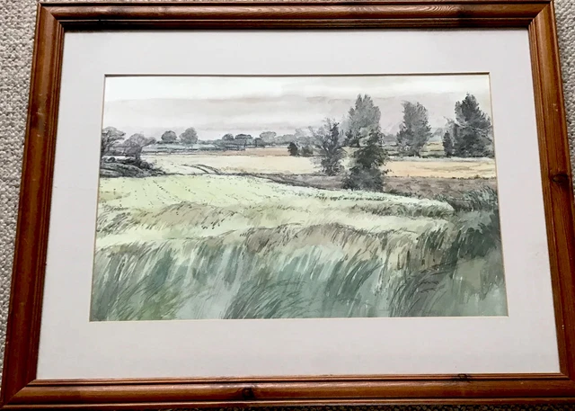 ARTIST KEITH JOHNSON 1994 Large Framed Watercolour Towards Thurne ...