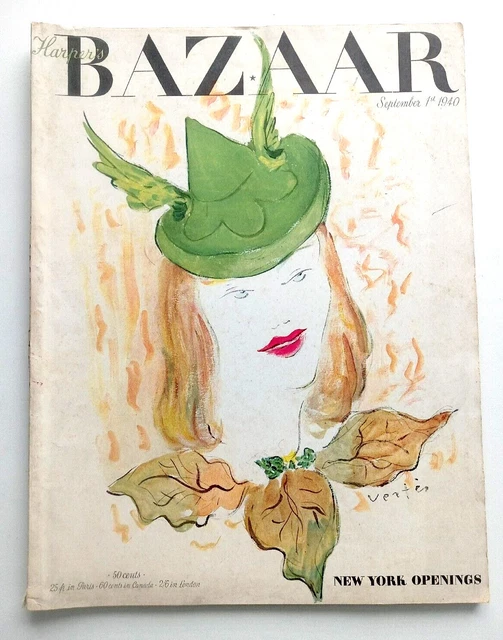 VINTAGE HARPERS BAZAAR Magazine - September 1940 Diana Vreeland Vertes ...