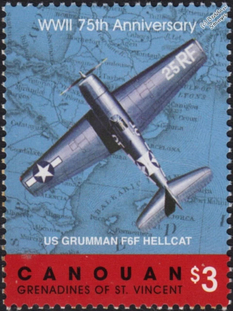 WWII US NAVY Grumman F6F-5 HELLCAT Carrier-Based Fighter Aircraft Stamp ...