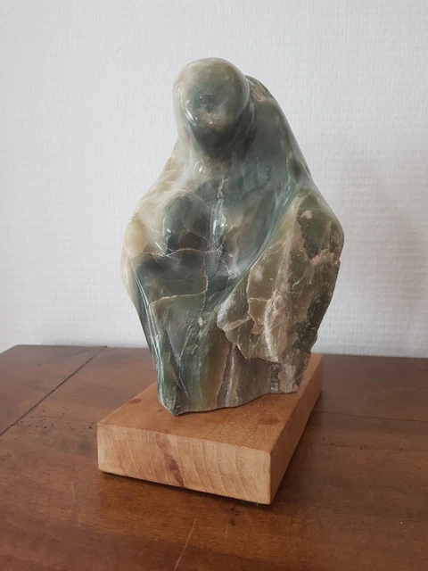 SCULPTURE CONTEMPORAINE En Onyx Personnage Sortant D'un Bloc Brut Sur ...