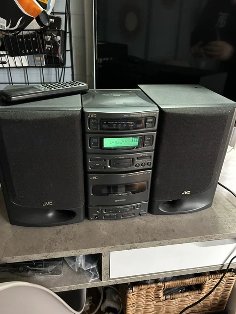 JVC UX-A4 BLACK Micro Hi-Fi System & Remote CD Tape Radio AM FM ...