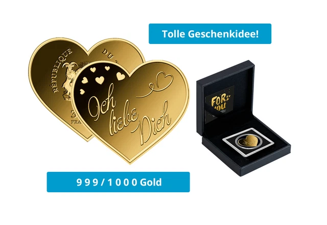 GOLDMÜNZE HERZ ICH liebe Dich 999/1000 Gold Geschenk Valentinstag EUR 29,95 - PicClick DE