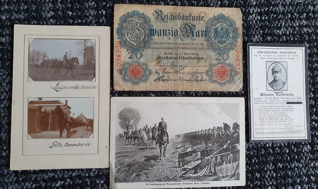 GERMAN WW1 WORLD war one lot-soldiers death card/VERDUN bank note ...