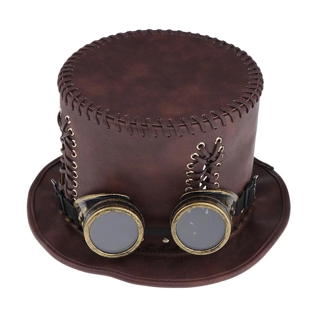 ADULT STEAMPUNK TOP Hat with Goggles Halloween Theme Party Costume ...