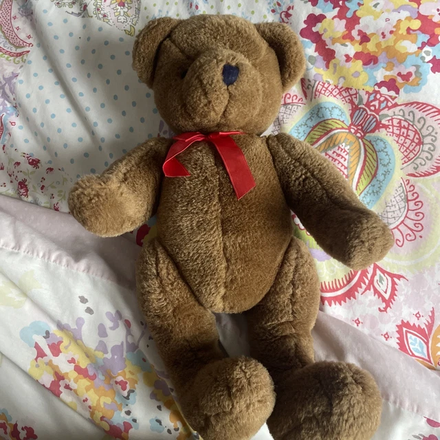 PEEKO TEDDY BEAR Brown Jointed Red Ribbon Soft Plush Toy 13” £10.18 ...