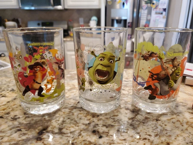 MCDONALDS DREAMWORKS 2007 Shrek the Third Glass Collector's Cup Set Of ...