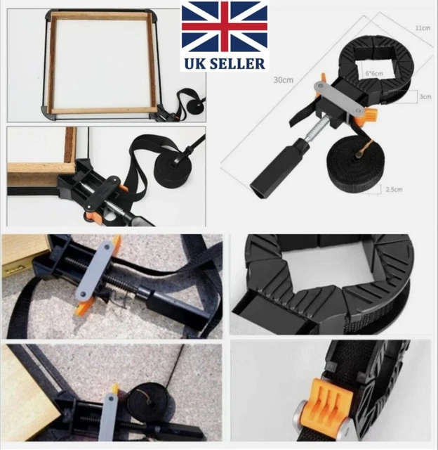 90° DIY RAPID Corner Clamp Band Strap Ratchet Mitre Vise Woodworking ...