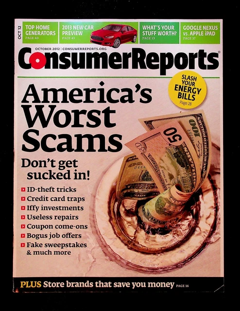 CONSUMER REPORTS MAGAZINE October 2012 Apple iPad Cars Chrysler 300 ...