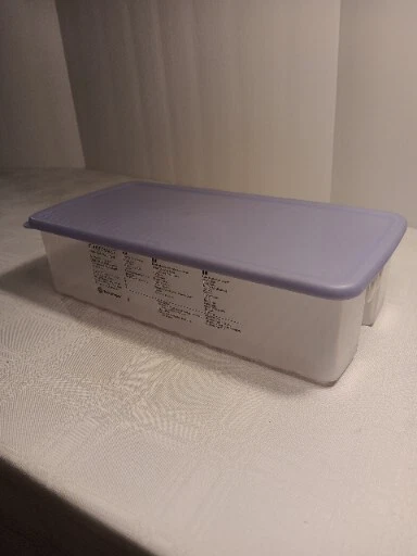 TUPPERWARE FRIDGE SMART Rectangular Vented Clear Container w/Purple Lid ...