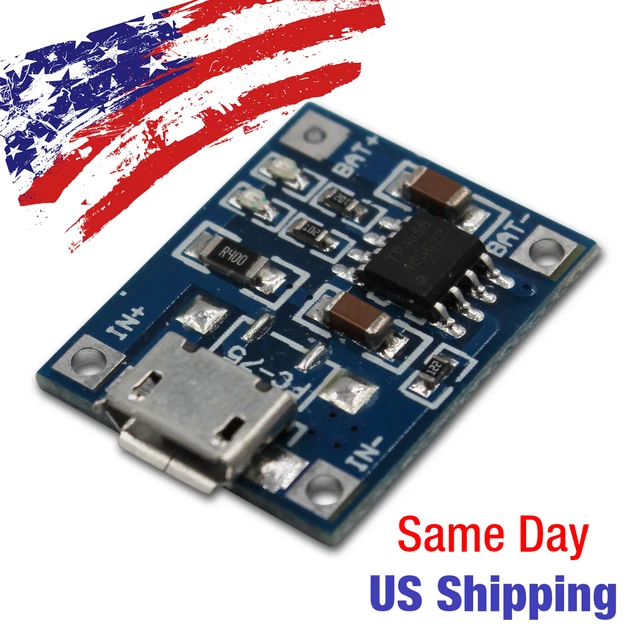 TP4056 MICRO USB Li-Ion Battery Charger Module 3.7V 4.2V Lithium 18650 ...
