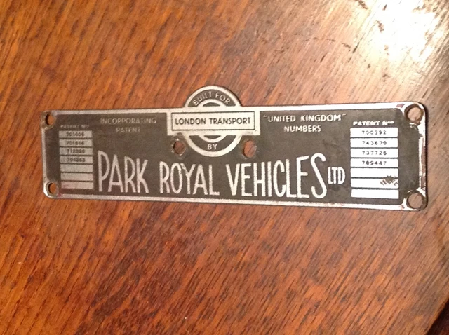 ROUTEMASTER PARK ROYAL Body Badge - Original London Transport RM LT Bus ...