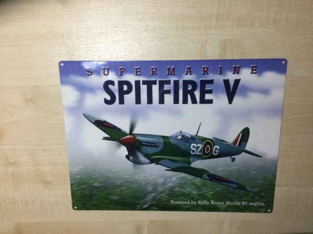 LARGE METAL SIGN WW2 SPITFIRE V SUPERMARINE Mk5) - 30x40cm vintage ...