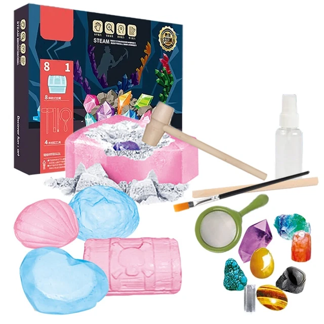 KIDS GEMSTONE DIG Kit Science Discover Toy Educational STEM Archaeology ...