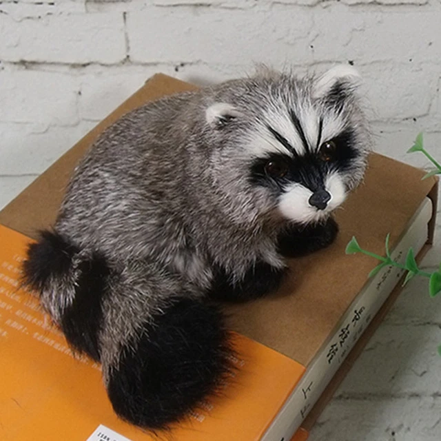 REALISTIC SIMULATION RACCOON Plush Model Doll Lovely Furry Animal Gift ...