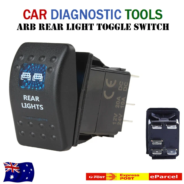 12V 20A BAR Push Button Rocker Toggle Switch Running / Anchor Blue LED ...
