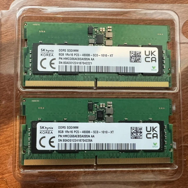 SK HYNIX 16GB DDR5 4800MHz PC5 SODIMM Laptop RAM 1Rx16 HMCG66AEBSA095N 2x8GB $28.70 - PicClick CA