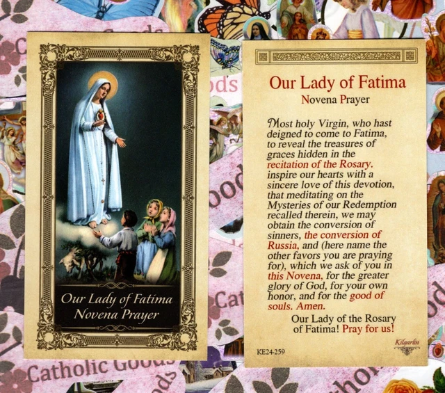 OUR LADY OF Fatima with Novena Prayer - Glossy Paperstock Holy Card 259 - S2 £1.40 - PicClick UK