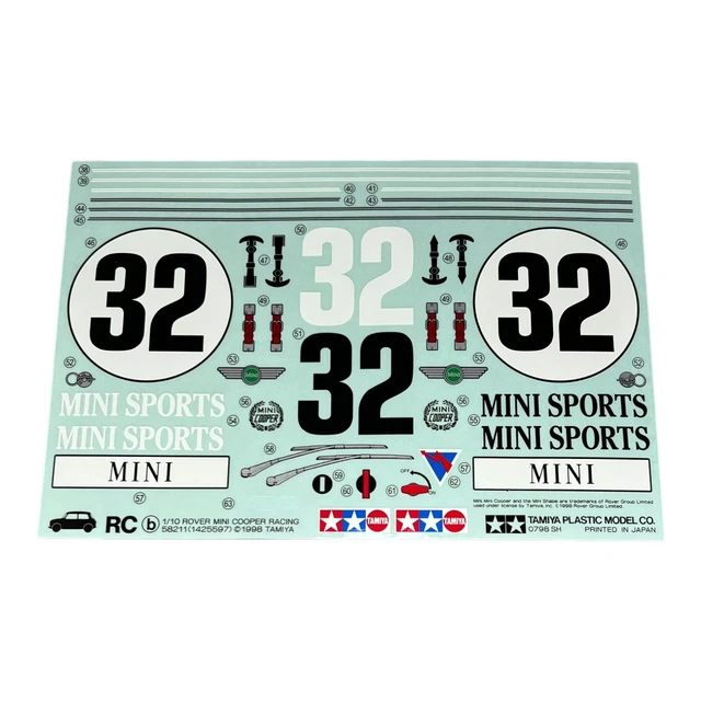 VINTAGE TAMIYA 1/10 Rover Mini Cooper 58211 RC Decal Sticker Sheet x1 ...