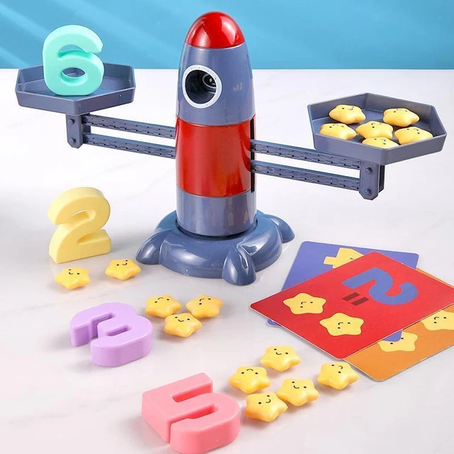 ROCKET BALANCE SCALE Board Game Math Number Learning Toy for Kids Child ...