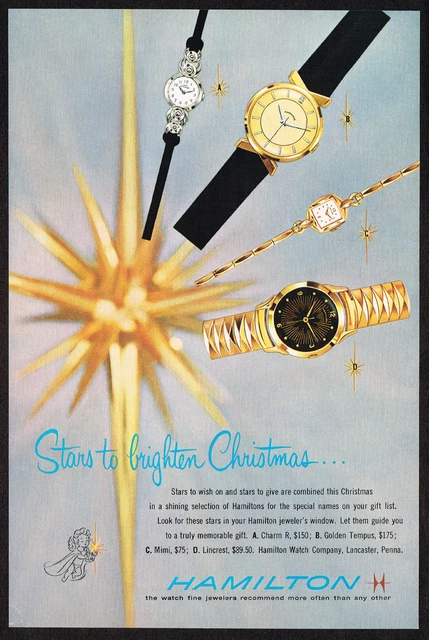 1950S VINTAGE ORIGINAL Hamilton Watch Mid Century Modern Starburst Art ...