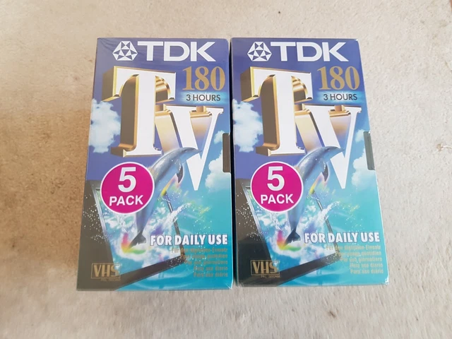 2 CONFEZIONI DA 5 videocassette VHS vuote TDK E180 3 ore. Nuovissimo di zecca. Sigillato EUR 46 ...
