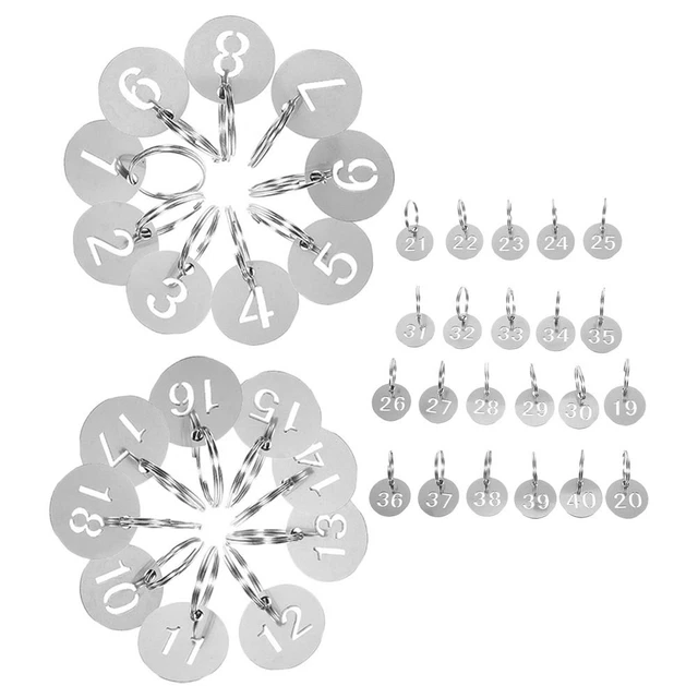 40 PIECES NUMBERED Key Tags Round Stainless Steel Number Plates for Box ...