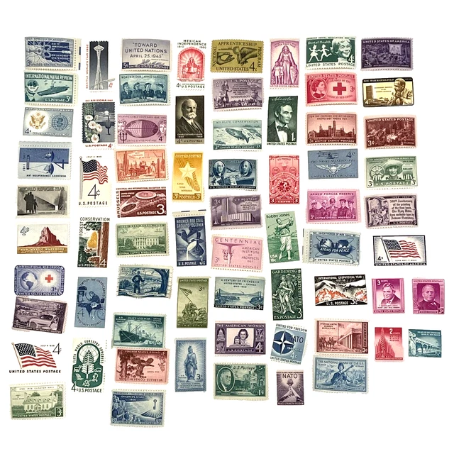 VINTAGE USA POSTAGE Stamps 1950s & 1960s Era Lot of About 65 £6.30 ...