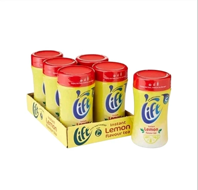 6 X LIFT Instant Lemon Flavoured Tea High Vitamin C Enjoy Hot Or Cold 6 ...