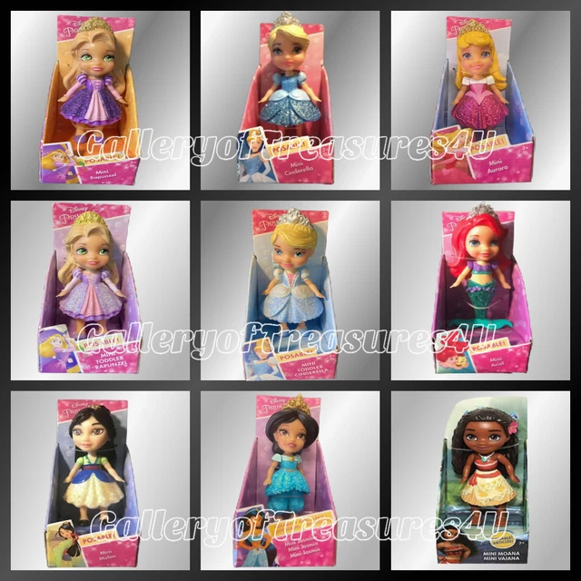 DISNEY PRINCESS MINI Toddler Doll Aurora Rapunzel Jasmine Ariel Tiana ...