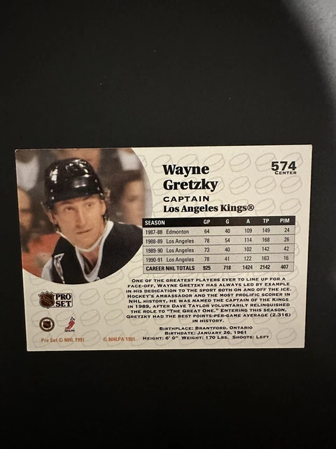 1991 PRO SET Wayne Gretzky #574 - LA Kings $2.00 - PicClick CA
